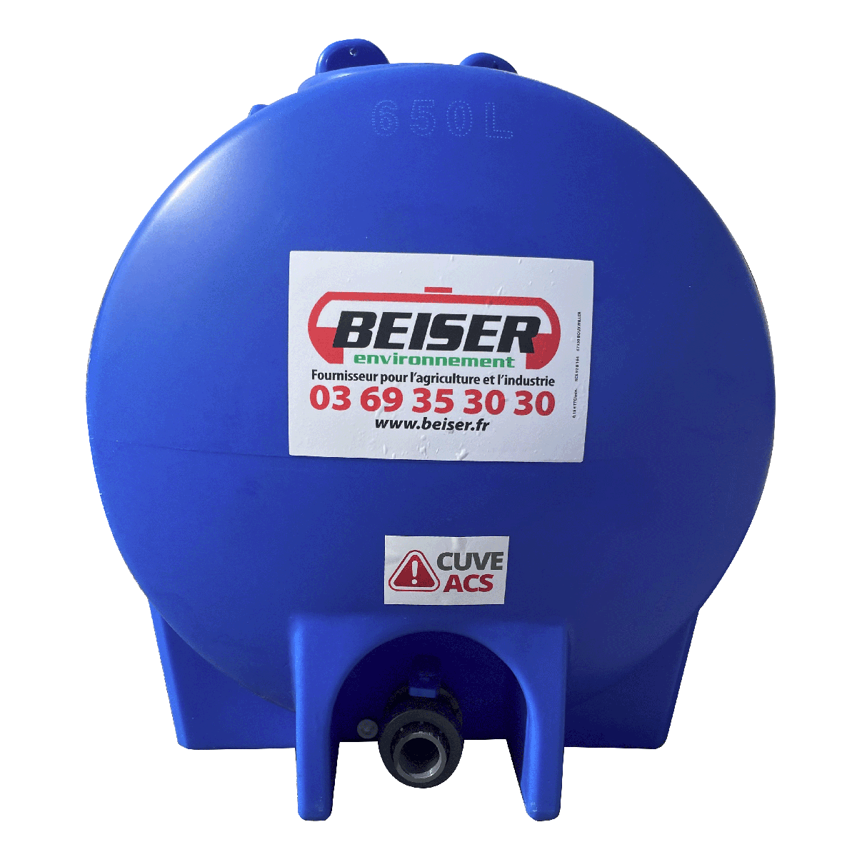 Citerne PEHD alimentaire avec vanne 650 L - Beiser Environnement