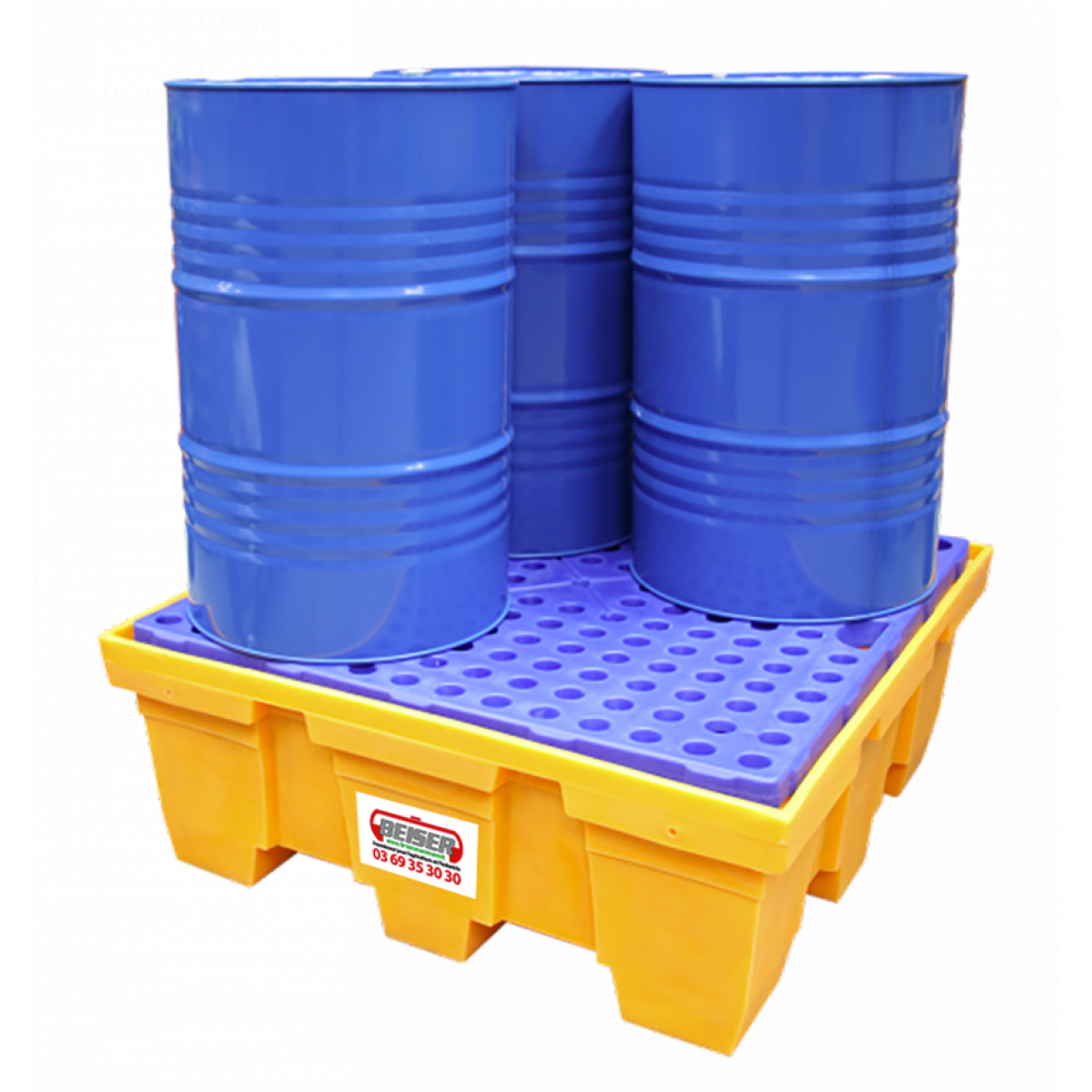 Bac de rétention 4 fûts carré - 450 L - Beiser Environnement
