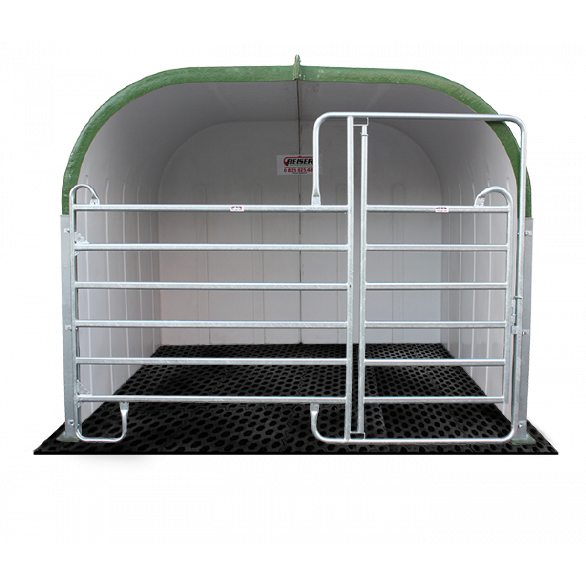 Box polyester 6 m avec barrière porte Texas et caillebotis PVC