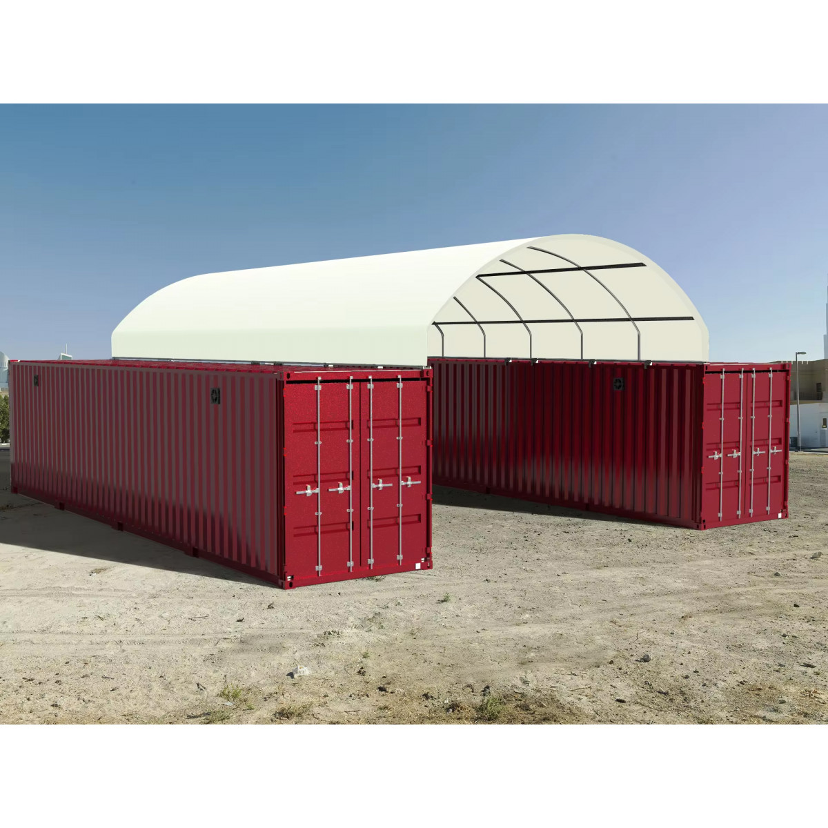 Tunnel monté sur conteneur 6m x 6m x 2m | Tunnels de stockage | Tôles ...