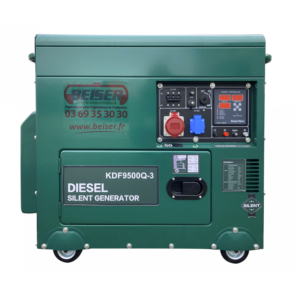 Groupe électrogène diesel insonorisé 6,6 kW triphasé - Beiser Environnement