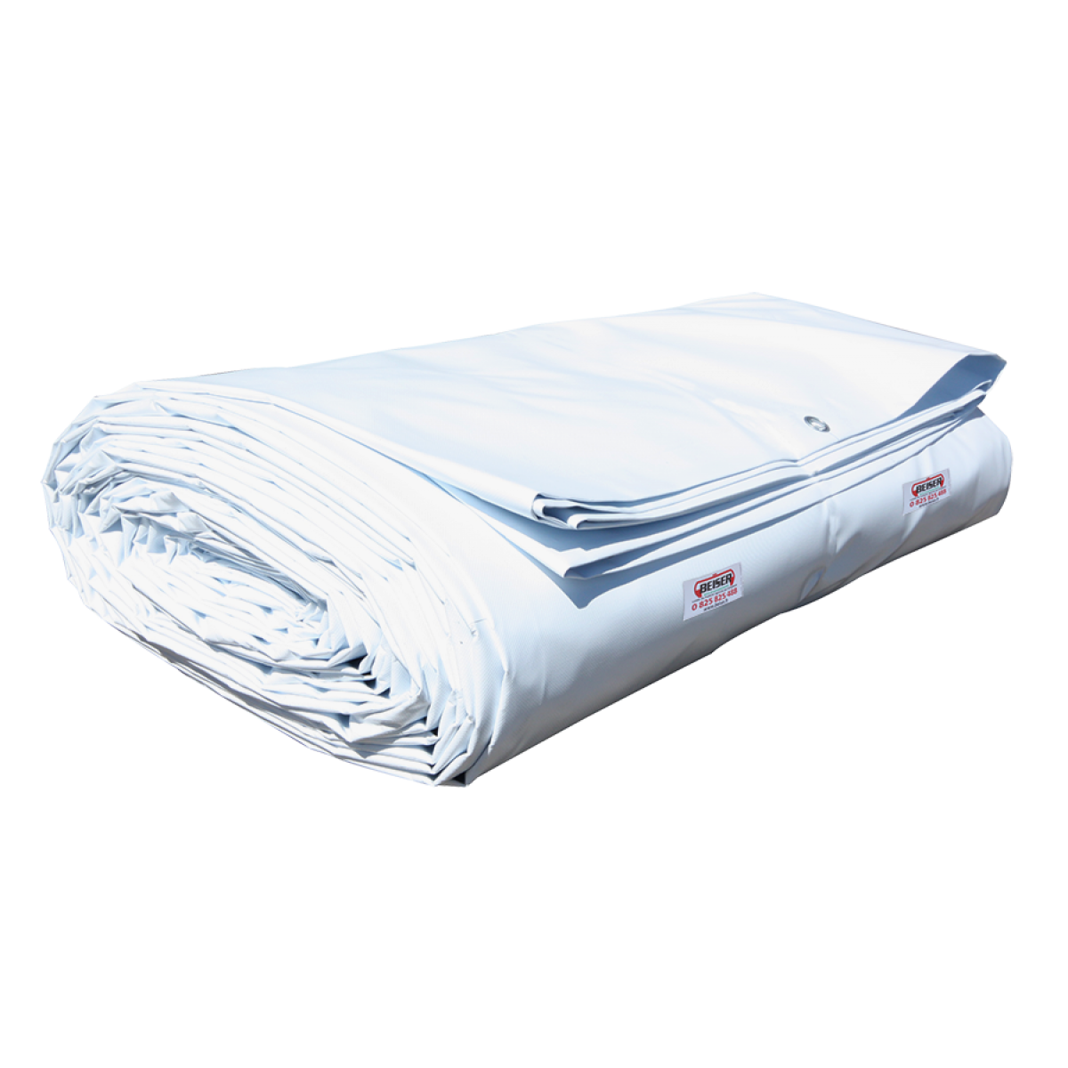 Bâche neuve blanche 18 x 7,60 m 650 gr / m2
