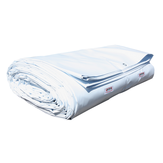 Bâche neuve blanche 18 x 7,60 m 650 gr / m2